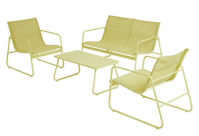 Habitat Cali 4 Seater Metal Patio Set - Yellow by Habitat | ufurnish.com