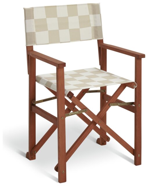 Habitat Folding Wooden Garden Director Chair - Cream & White by Habitat ...