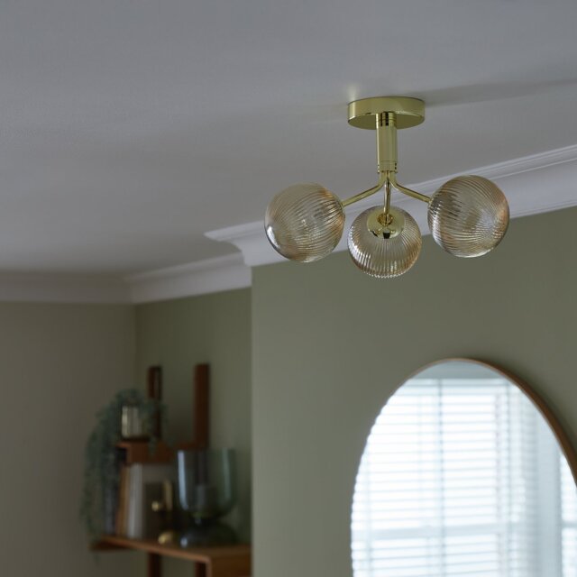Habitat Edie Glass 3 Light Flush Ceiling Light - Champagne by Habitat ...