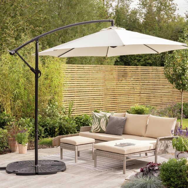 Habitat 3m Overhanging Garden Parasol - Cream by Habitat | uFurnish.com