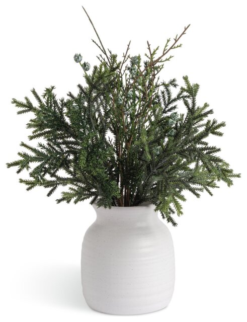 Habitat Artificial Green Spruce in White Ceramic Plant Pot by Habitat ...