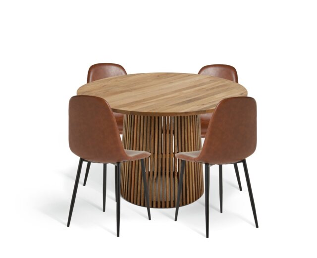 Habitat Jericho Natural Dining Table & 4 Tan Chairs by Habitat | ufurnish.com