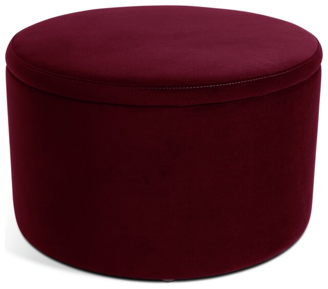 Habitat Large Dex Velvet Storage Footstool - Wine by Habitat | ufurnish.com
