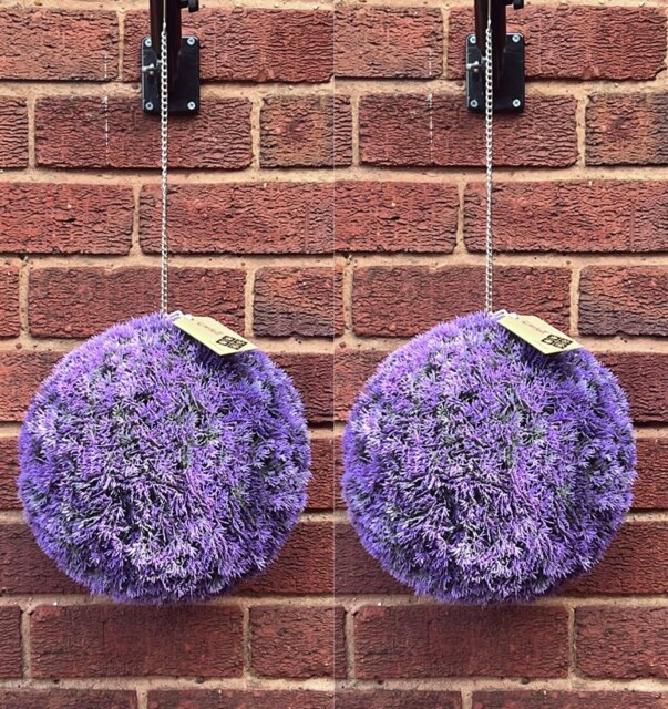 Garden XP Artificial Purple Topiary Hanging Balls - Set of 2 by Habitat ...