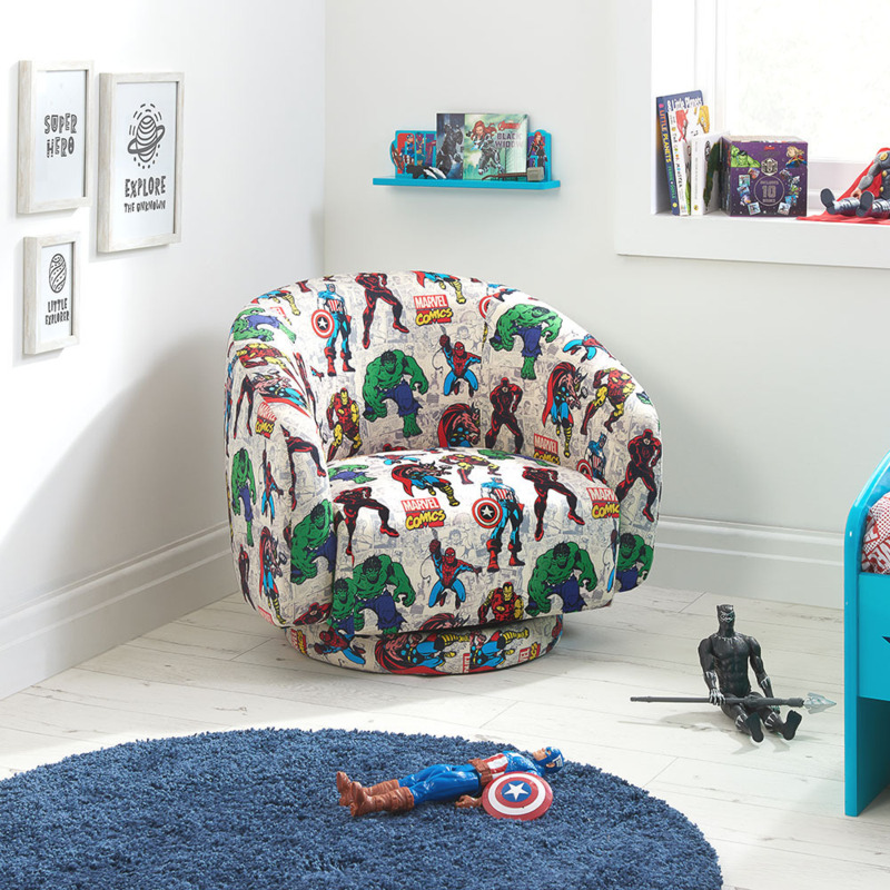 Disney - Marvel Comics Kids Accent Swivel Chair - Cream - Fabric ...