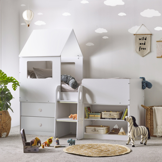Orpheus - Single - House-Themed Midsleeper with Drawers and Shelving ...