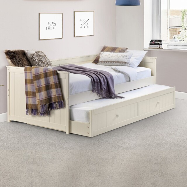 Jessica - Single - White Wooden Guest Bed Frame and Trundle - 3ft ...