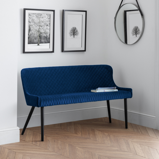 Luxe Blue High Dining Bench by Happy Beds | uFurnish.com