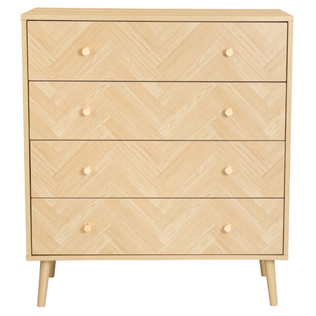 Herringford Oak 4 Drawer Chest of Drawers by Happy Beds | ufurnish.com