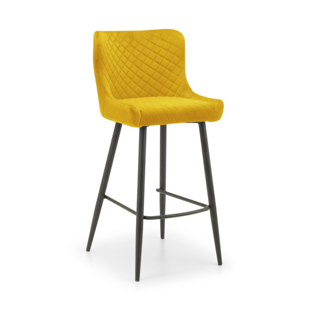 Luxe Mustard Bar Stool by Happy Beds | ufurnish.com