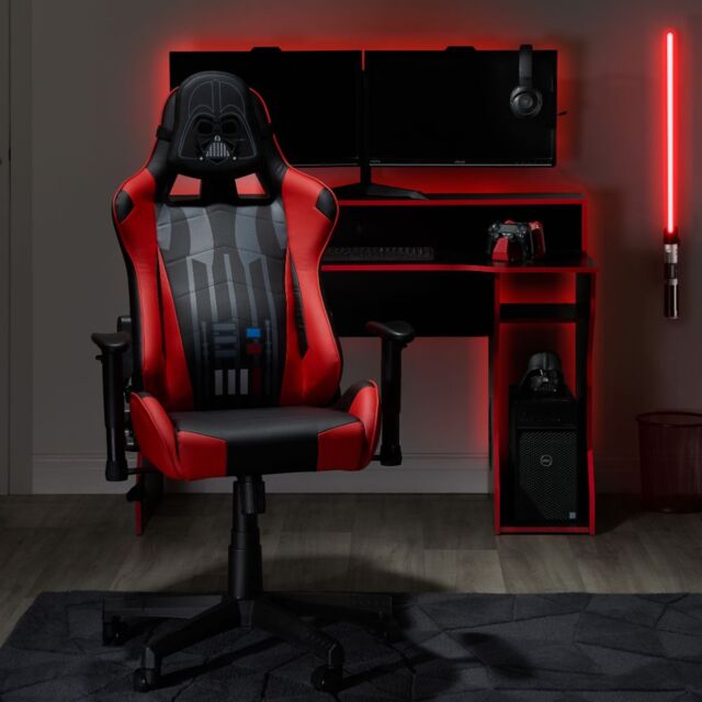 Disney - Darth Vader - Computer Gaming Chair - Red/Black - Faux Leather ...