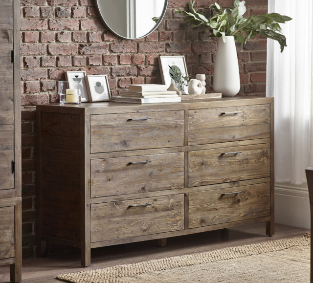 Heritage – Reclaimed Pine 6 Drawer Chest of Drawers – Pine – Wooden ...