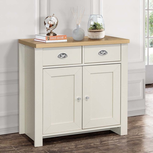 Highgate Cream and Oak 2 Door 2 Drawer Sideboard by Happy Beds ...