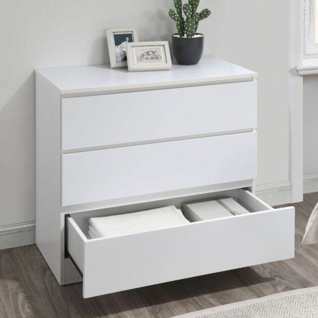 Oslo - 3 Drawer Chest of Drawers - White - Wooden - Happy Beds by Happy ...
