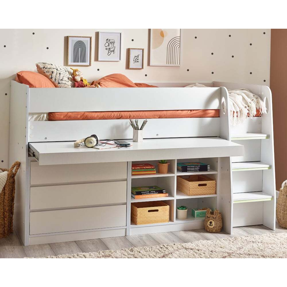 Vespa - Single - Mid Sleeper - White - Wood - 3ft - Happy Beds by Happy ...