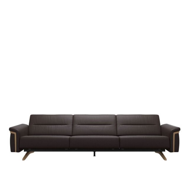 Stressless Stella 3.5 Seater Sofa with Wood Arms in Leather - Noblesse ...
