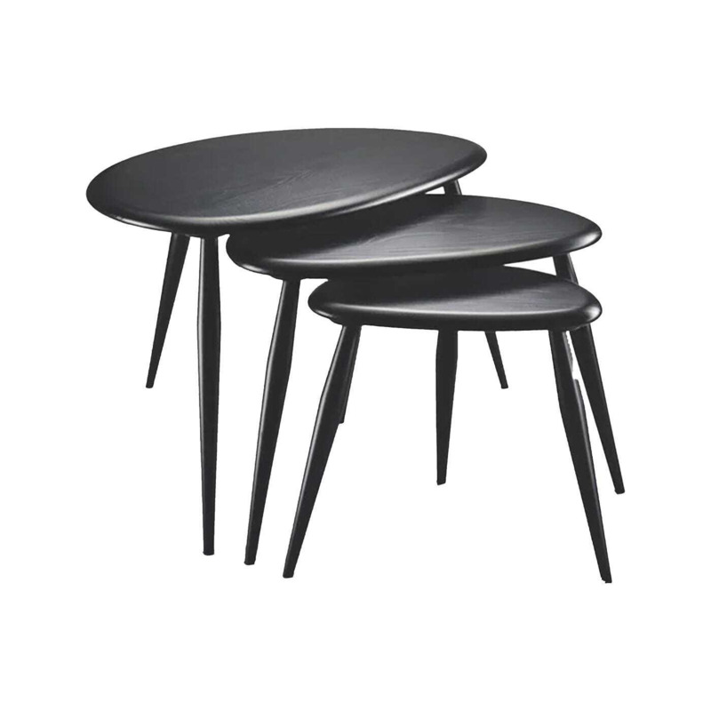 Ercol Pebble Nest of Coffee Tables in Black Ash by Heal's | ufurnish.com