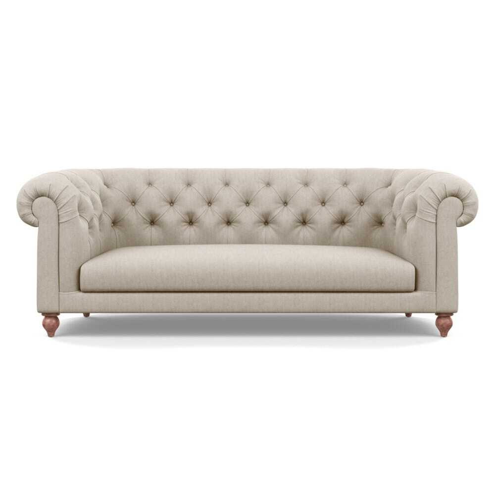 Heal's Fitzrovia 3 Seater Sofa Broad Weave Putty Chestnut Stain Feet by ...