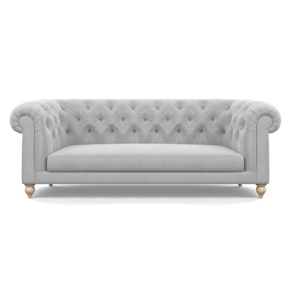 Heal's Fitzrovia 3 Seater Sofa Velvet Platinum Natural Feet - Heal's UK ...