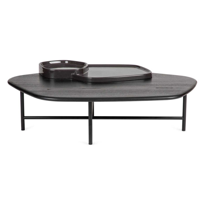 Ligne Roset Lewa Low Coffee Table Black Stained Ash Top Black Cermaic ...