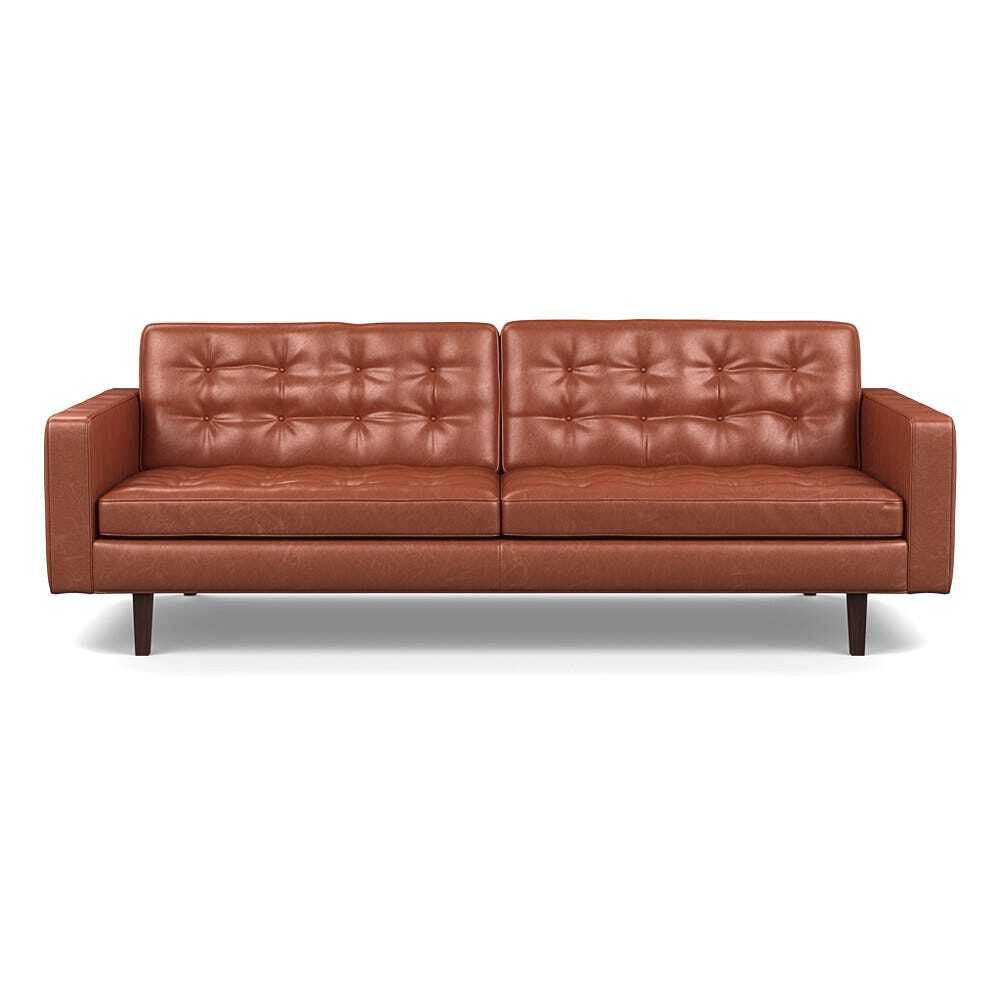 Heal's Hepburn 4 Seater Stonewash Leather Light Brown 274 Black Feet by ...