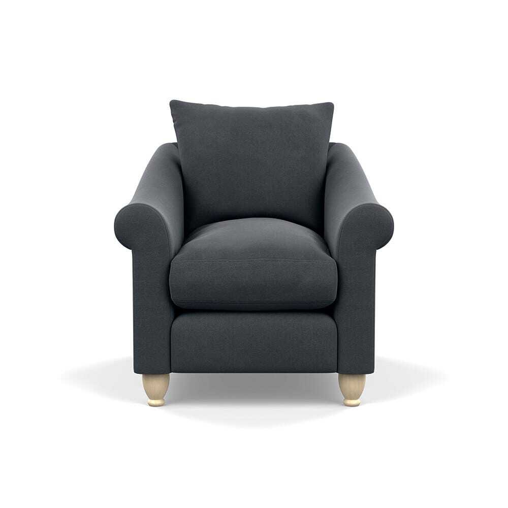 Heal's Devon Armchair Linen Dark Grey Natural Feet by Heal's | ufurnish.com