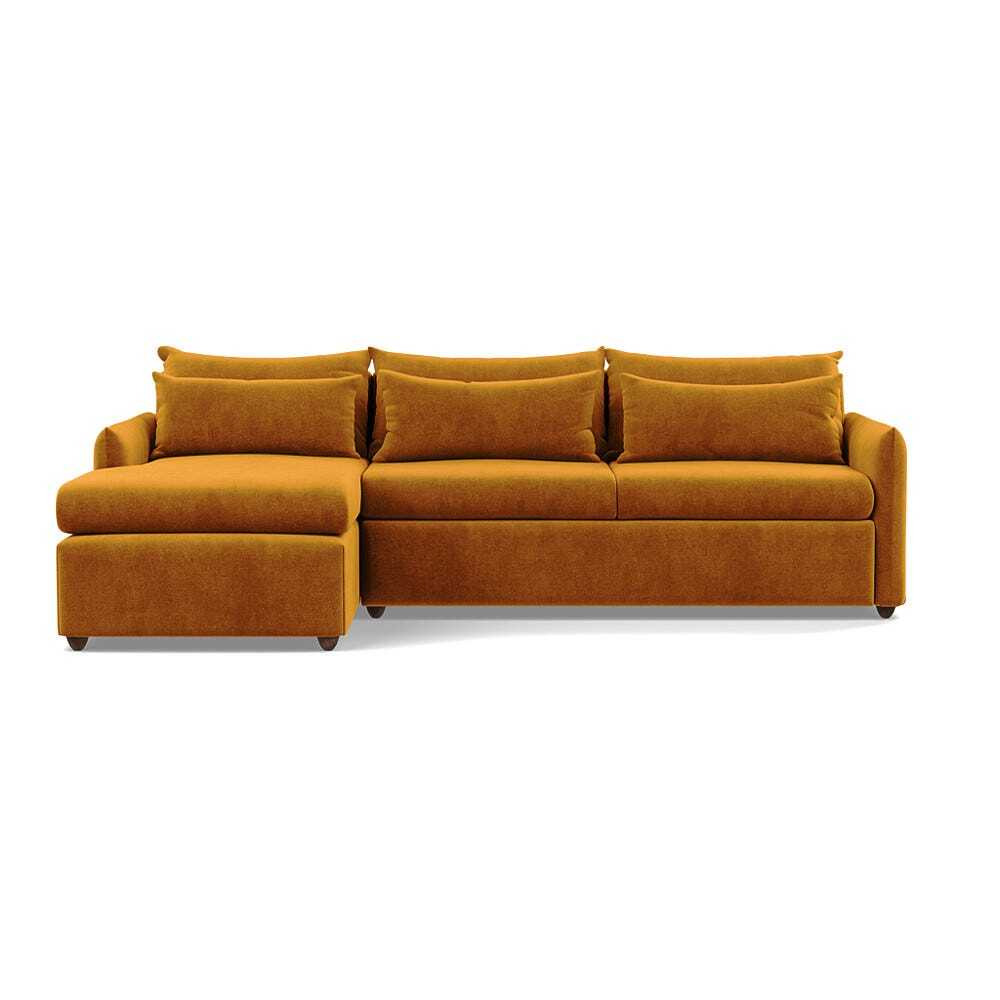 Heal's Pillow Large LHF Corner Chaise Sofa Smart Luxe Velvet Cognac ...
