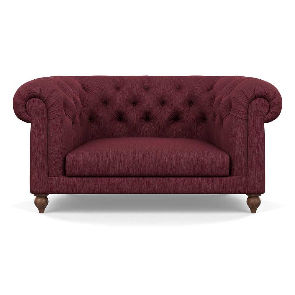Heal's Fitzrovia Loveseat Smart Linen Mix Maroon Stained Oak Feet by ...