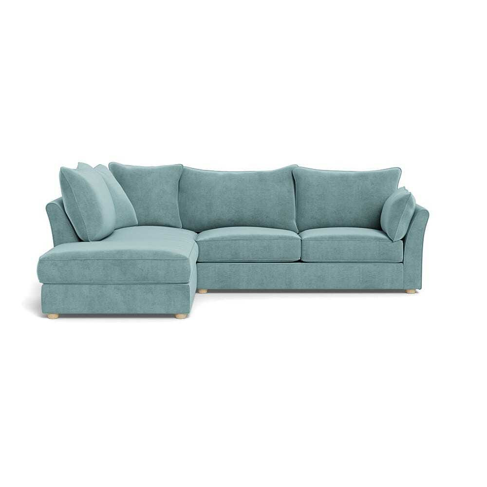 Heal's Tailor Left Hand Facing Corner Sofa Smart Luxe Velvet Mineral Blue Black Feet by Heal's ...