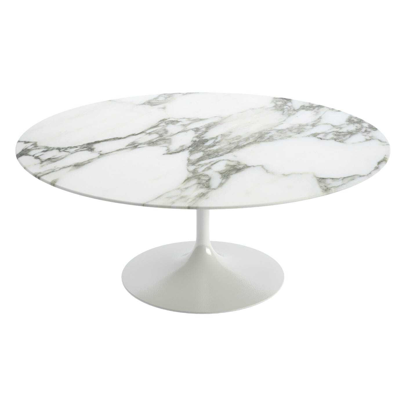 Knoll Saarinen Coffee Table with White Base in Arabescato 91cm by Heal ...