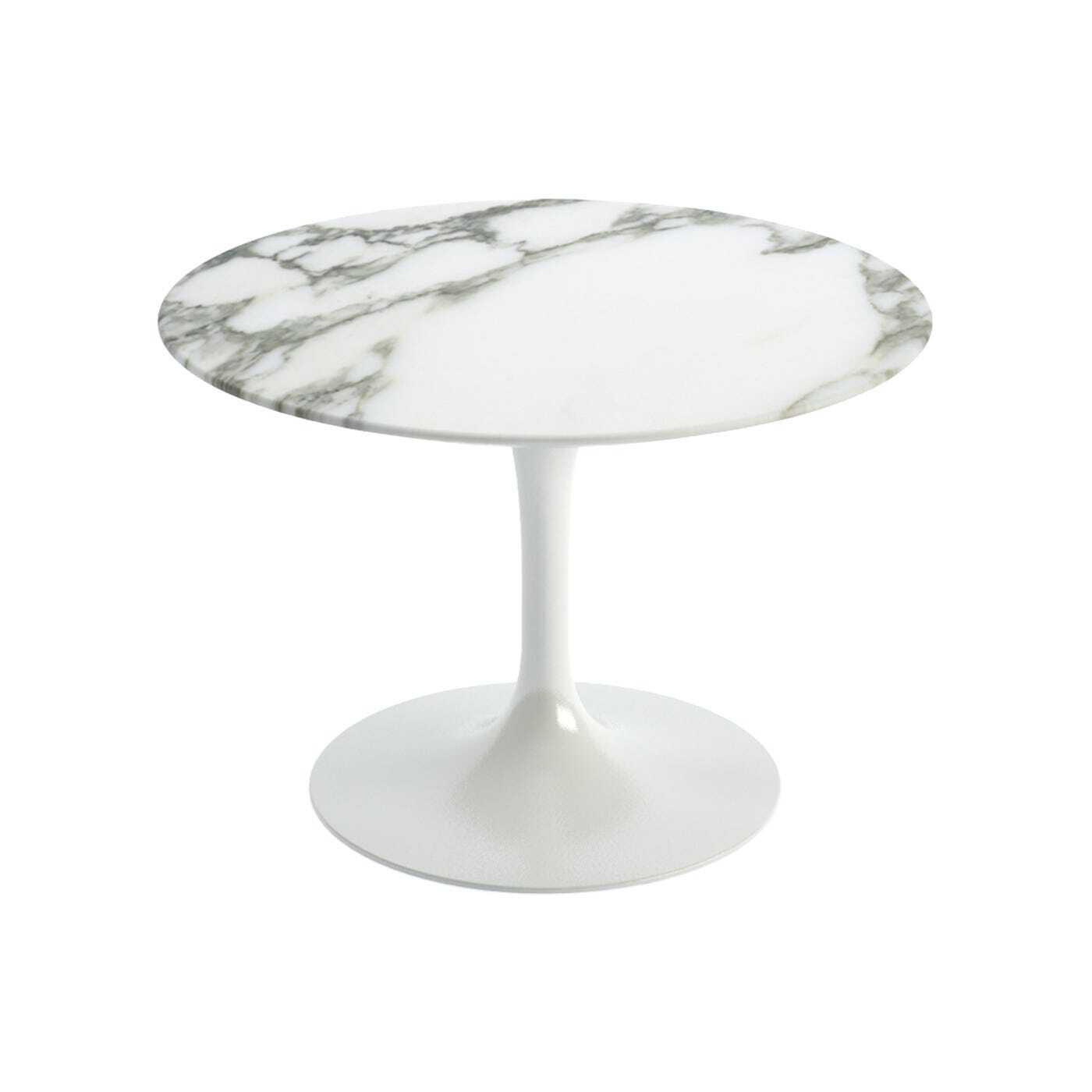 Knoll Saarinen Coffee Table with White Base in Arabescato 51cm by Heal ...