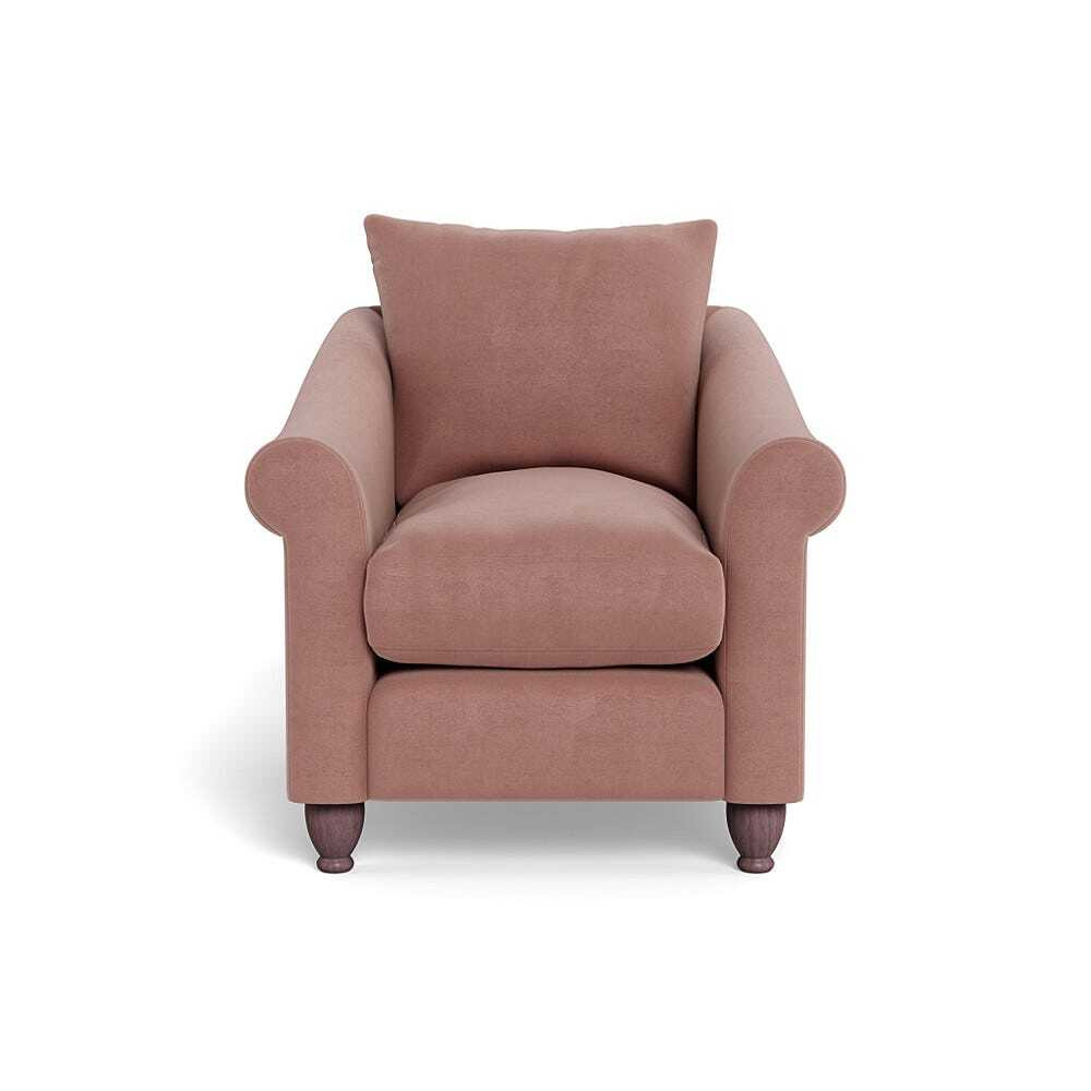 Heal's Devon Armchair Smart Luxe Velvet Dusky Pink Walnut Stained Beech ...