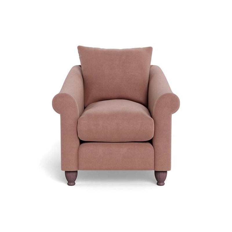 Heal's Devon Armchair Smart Luxe Velvet Dusky Pink Walnut Stained Beech ...