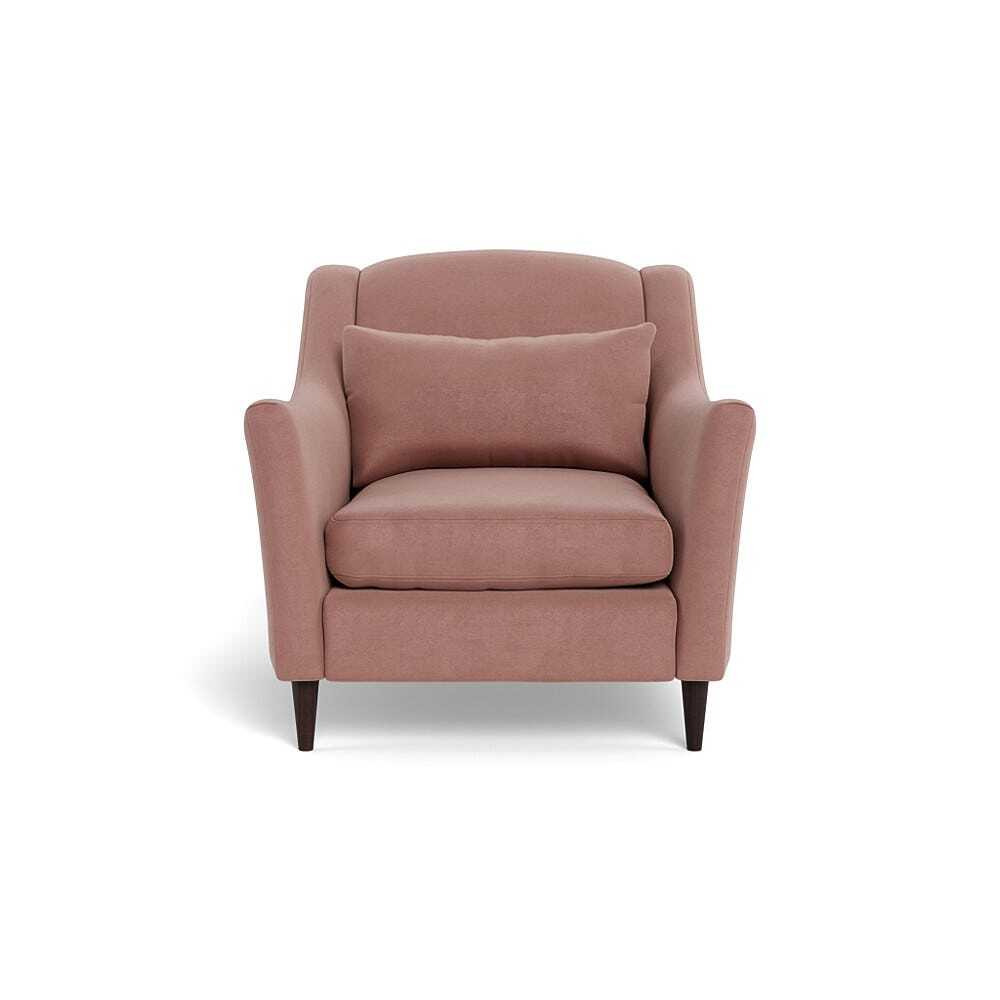 Heal's Somerset Armchair Smart Luxe Velvet Dusky Pink Walnut Stained ...