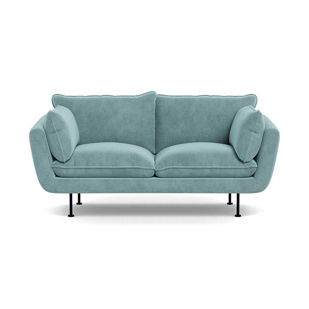 Heal's Allora 2 Seater Sofa Smart Luxe Velvet Mineral Blue Black Feet ...
