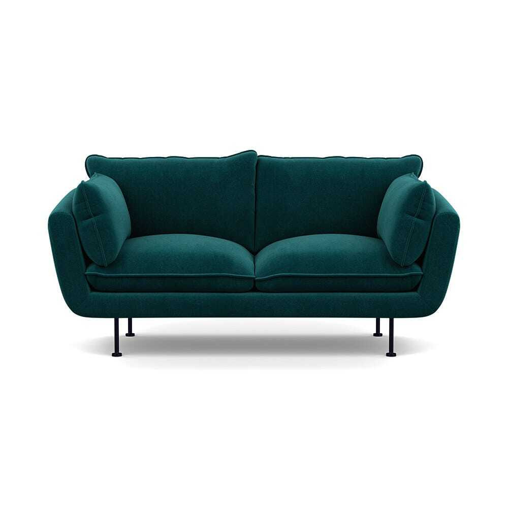 Heal's Allora 2 Seater Sofa Smart Luxe Velvet Ocean Black Feet by Heal ...