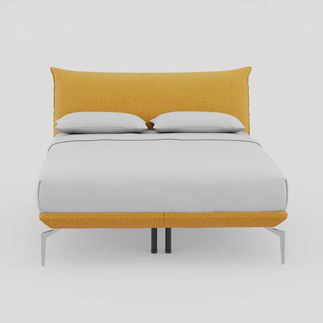 Heal's Aria Bed King NOVA Boucle Tumeric Box Sprung, Chrome Feet by ...