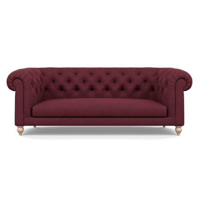 Heal's Fitzrovia 3 Seater Sofa Smart Linen Mix Maroon Natural Oak Feet ...