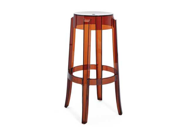Kartell Charles Ghost Bar Stool Amber by Heal's | ufurnish.com