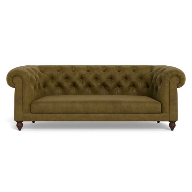 Heal's Fitzrovia 3 Seater Sofa Smart Luxe Velvet Peridot Stained Oak ...