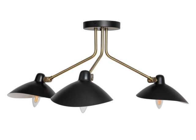 Heal's Milton 3 Arm Semi Flush Ceiling Light Black by Heal's | ufurnish.com