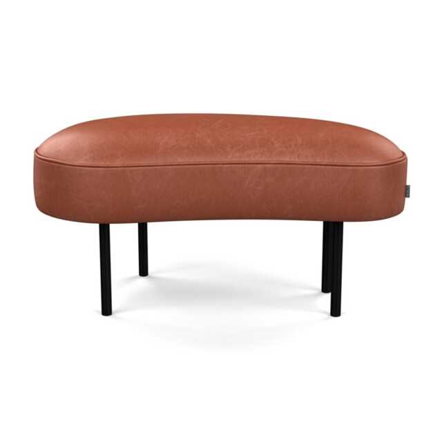 Heal's Isola Small Ottoman Leather Stonewash Light Brown 274 Black Feet ...