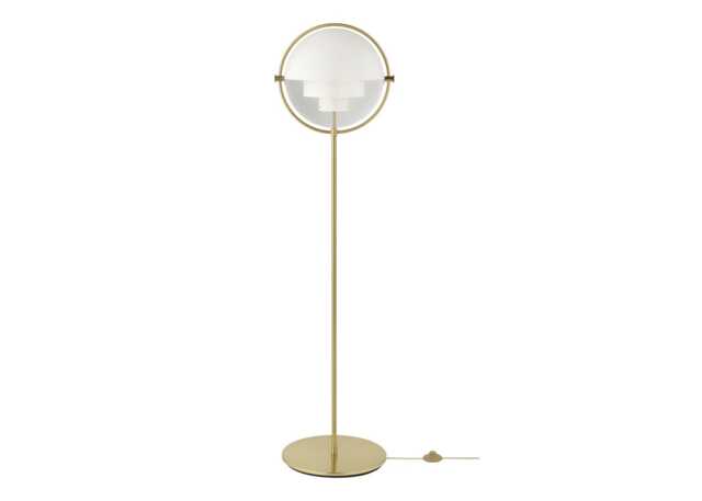 Gubi Multi Lite Floor Lamp Brass Base White Shade by Heal's | ufurnish.com