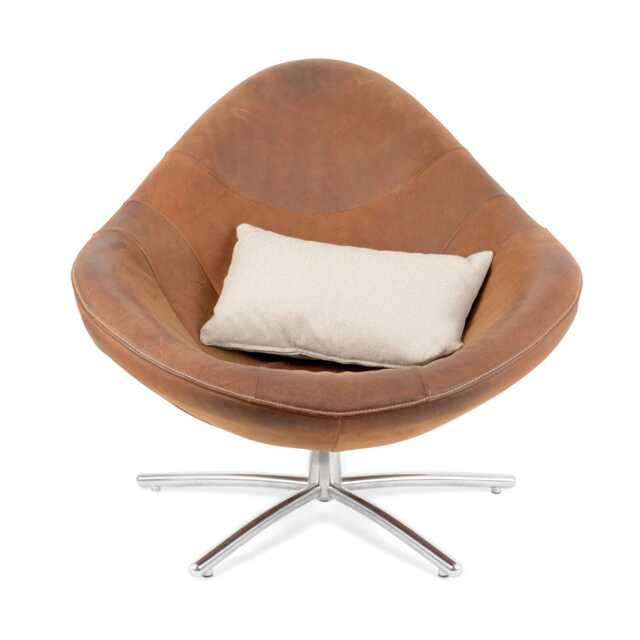 Heal's Hidde Swivel Armchair in Brown Yak Leather by Heal's | ufurnish.com