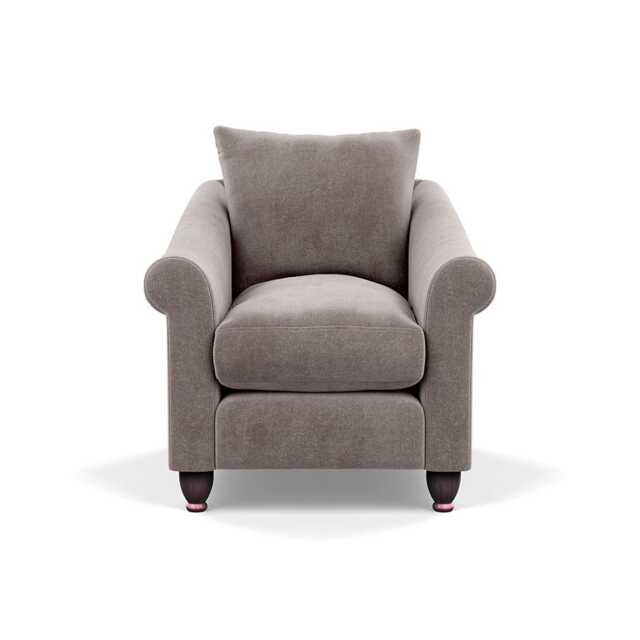 Heal's Devon Armchair Smart Luxe Velvet Mushroom Walnut Stained Feet by ...