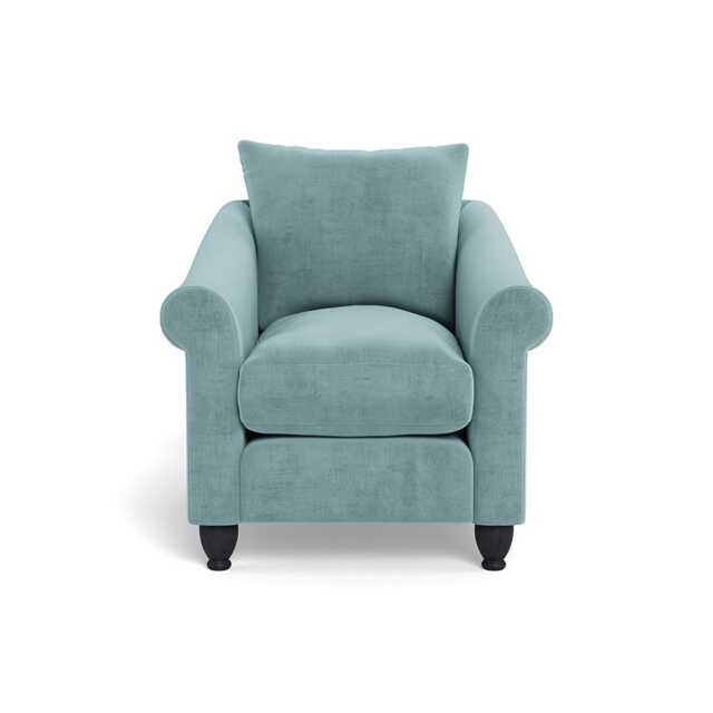 Heal's Devon Armchair Smart Luxe Velvet Mineral Blue Black Feet by Heal ...