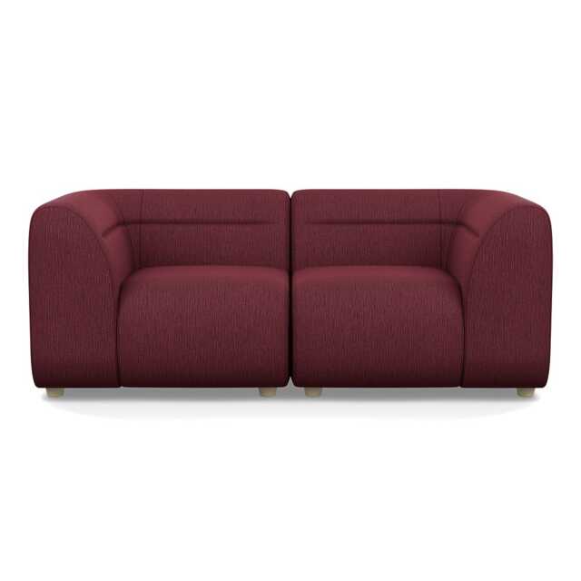 Heal's Lilli 2 Seater Sofa Smart Linen Mix Maroon Natural Beech Feet by ...