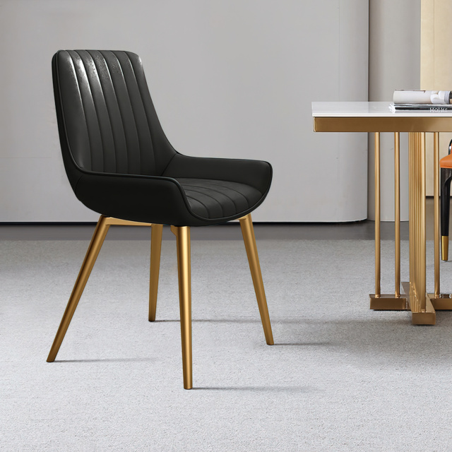 Set of 2 PU Leather Dining Chairs Upholstered High Black Kitchen Chairs ...