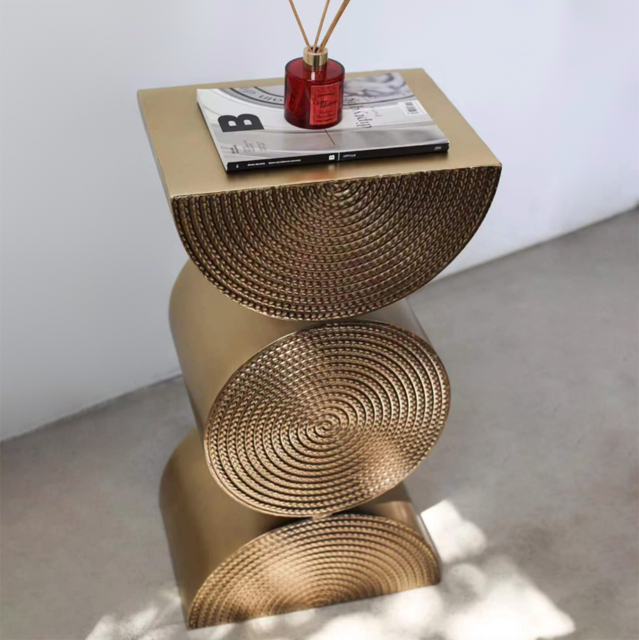 Modern Side Tables Creative Gold Metal Small End Table Unique Shape ...