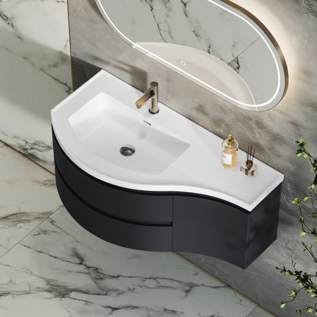 889mm Floating Curved Bathroom Vanity Half-Circle Bathroom Cabinet ...